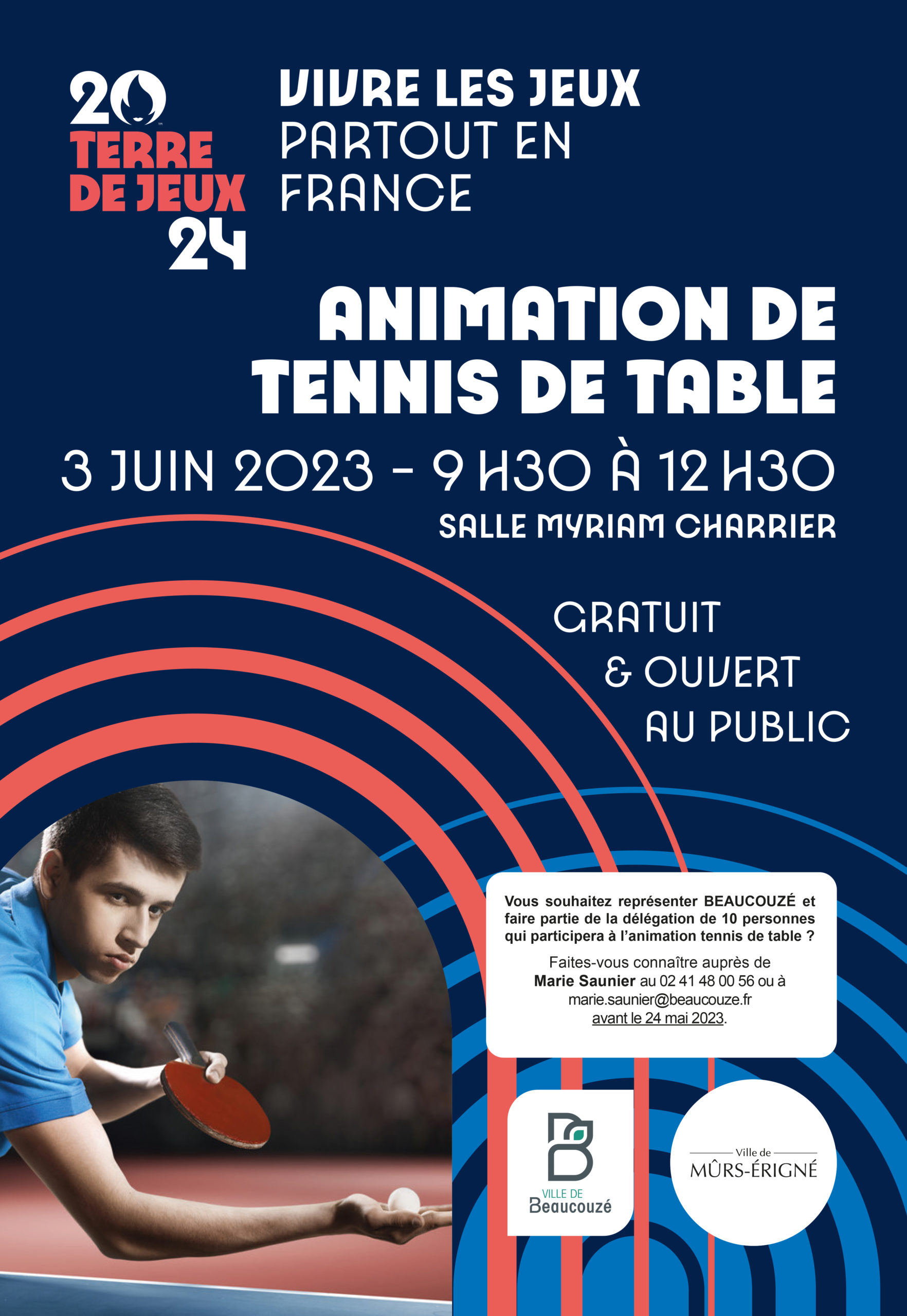 Défi Terre des Jeux 2024 : Inscription au Tennis de Table - Mairie de Beaucouze